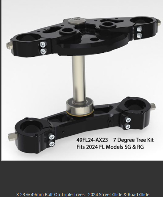 X-23 ® 49mm Bolt-On Triple Trees - 2024 Street Glide & Road Glide ...
